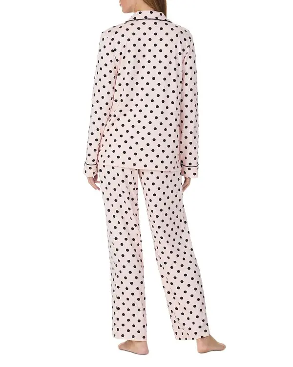 Kate Spade New York Brushed Sweater Knit Notch Collar Pajama Set - Blush Spaced Dot