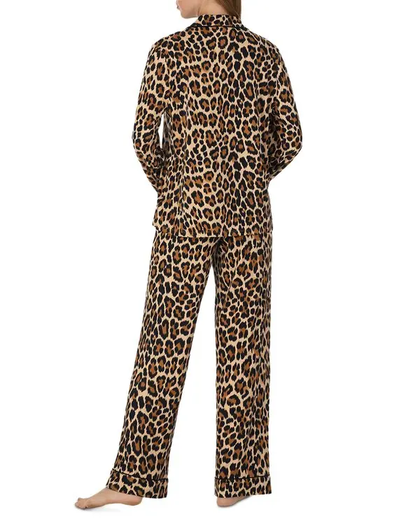 Kate Spade New York Brushed Jersey Notch Collar Pajama Set - Classic Leopard
