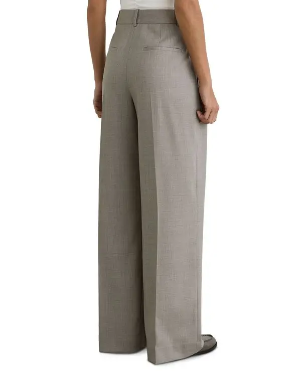 REISS Petite Darcy Wool Blend Wide Leg Pants - Light Grey