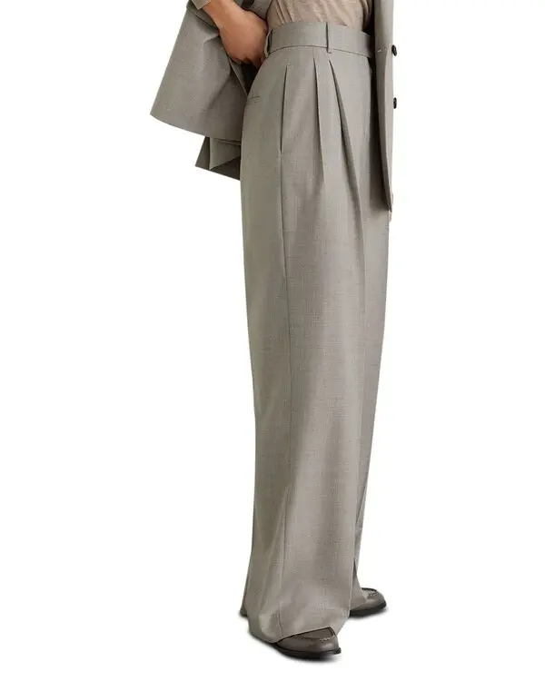 REISS Petite Darcy Wool Blend Wide Leg Pants - Light Grey