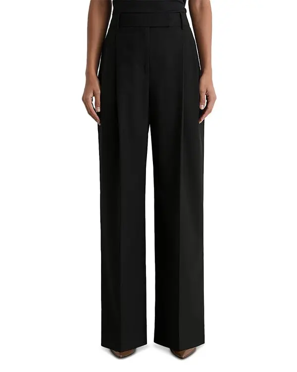 REISS Petite Luna Pleated Wide Leg Pants
