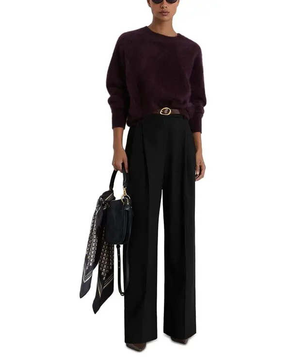 REISS Petite Luna Pleated Wide Leg Pants