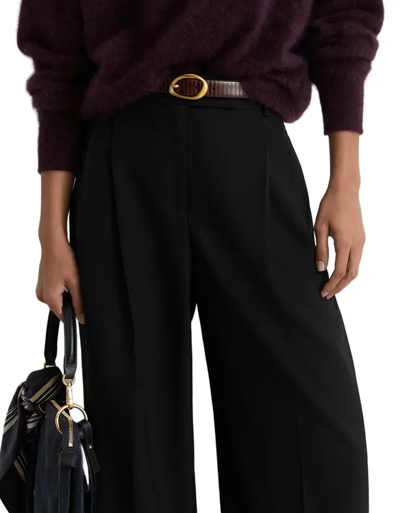REISS Petite Luna Pleated Wide Leg Pants