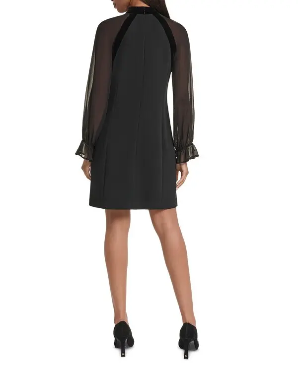 Karl Lagerfeld Paris Velvet Trim Sheath Dress