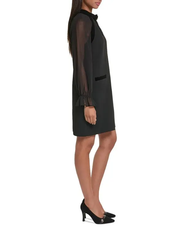 Karl Lagerfeld Paris Velvet Trim Sheath Dress