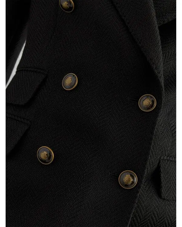 REISS Petite Lauryn Herringbone Wool Double Breasted Blazer
