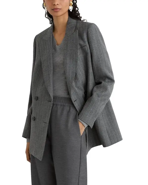 REISS Petite Astrid Herringbone Wool Double Breasted Blazer