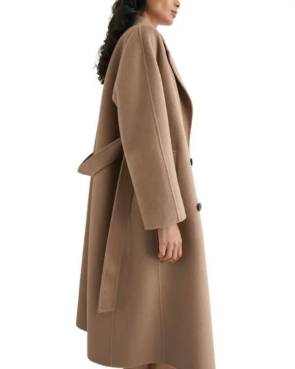 REISS Petites Marina Wool Blend Double Breasted Coat - Camel