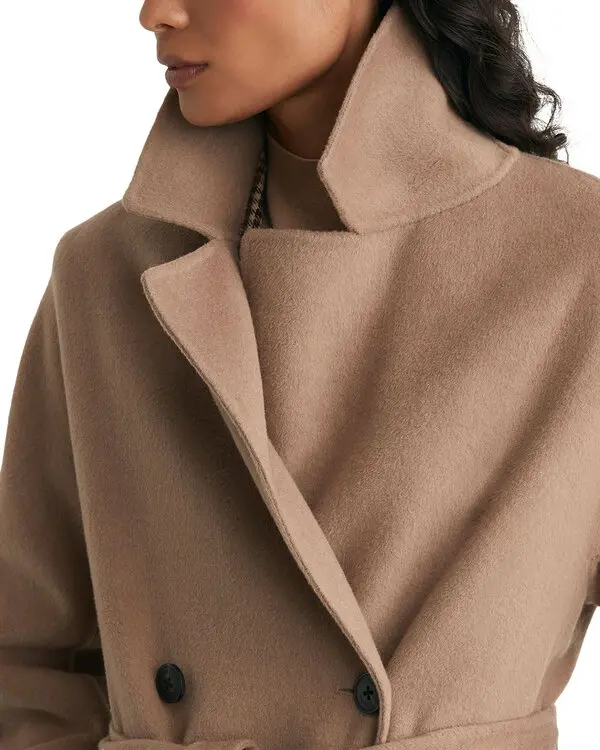 REISS Petites Marina Wool Blend Double Breasted Coat - Camel