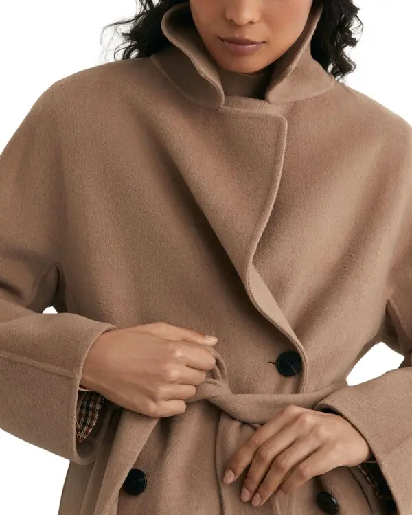 REISS Petites Marina Wool Blend Double Breasted Coat - Camel