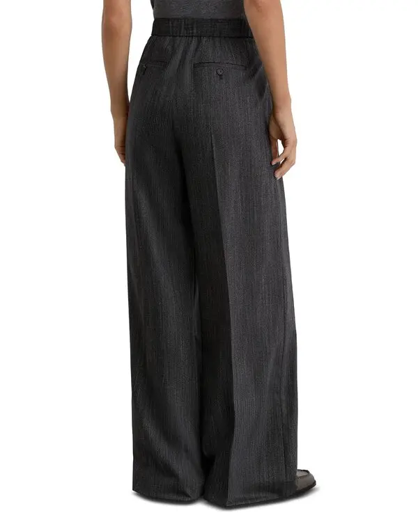 REISS Petites Derby Pleated Wide Leg Pants