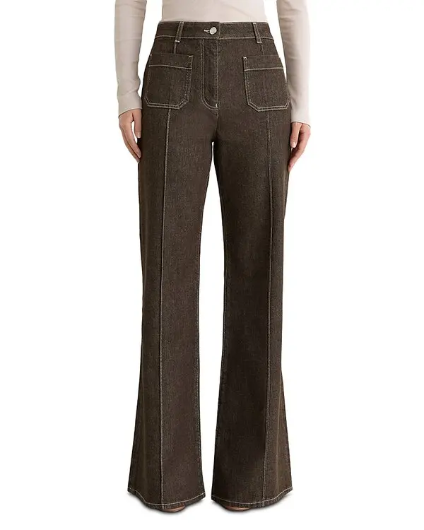 REISS Petite Sakura Cotton Stretch Flare Leg Pants