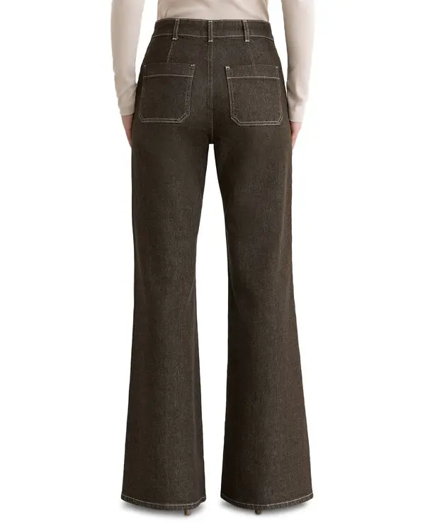 REISS Petite Sakura Cotton Stretch Flare Leg Pants