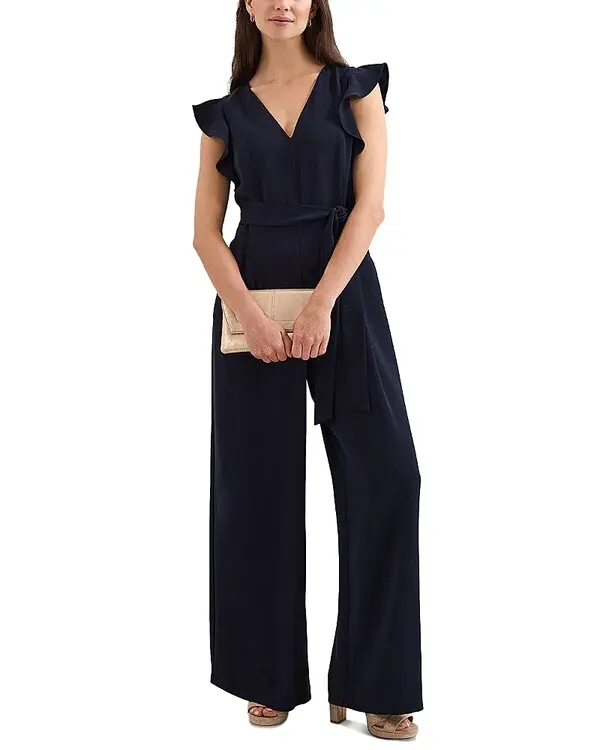 PHASE EIGHT Petite Kallie V Neck Ruffled Jumpsuit