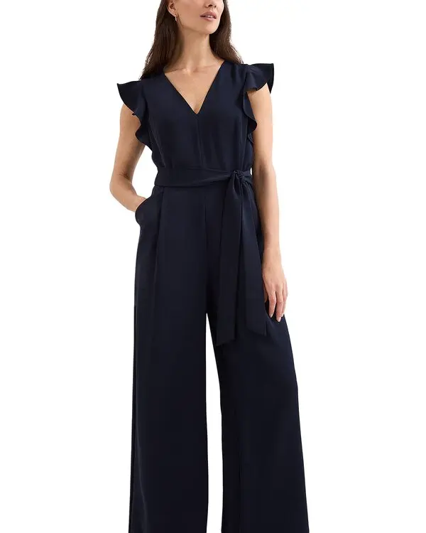 PHASE EIGHT Petite Kallie V Neck Ruffled Jumpsuit