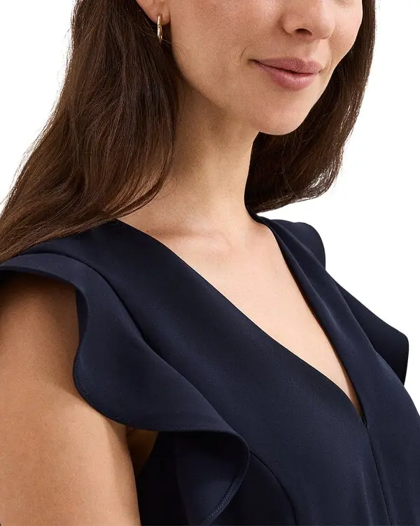 PHASE EIGHT Petite Kallie V Neck Ruffled Jumpsuit