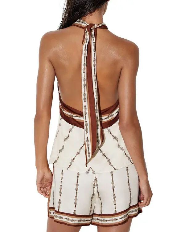 REISS Jayce Chain Print Halter Neck Top