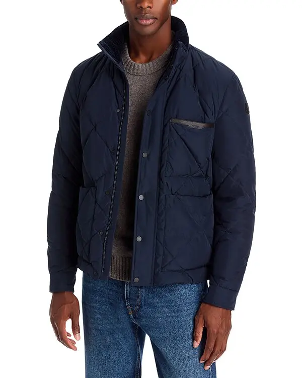 Moncler Surlake Diamond-quilted Short Down Jacket - Navy