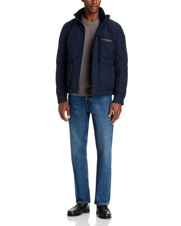 Moncler Surlake Diamond-quilted Short Down Jacket - Navy