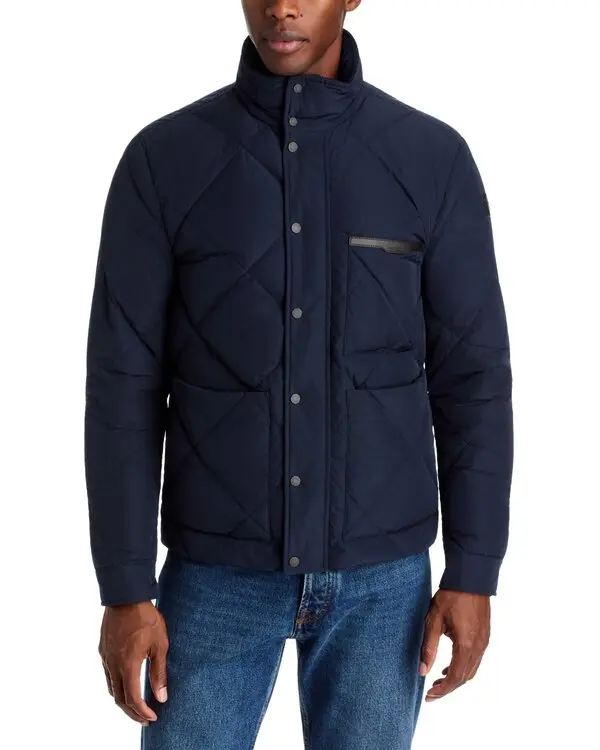Moncler Surlake Diamond-quilted Short Down Jacket - Navy