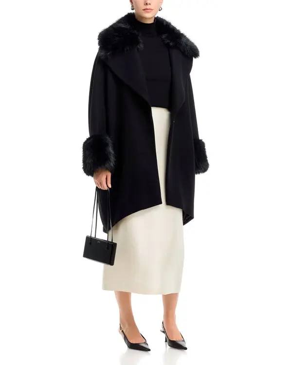 Herno Faux Fur Collar Wool-blend Velour Coat