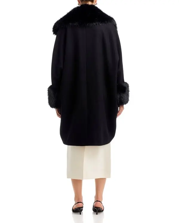 Herno Faux Fur Collar Wool-blend Velour Coat