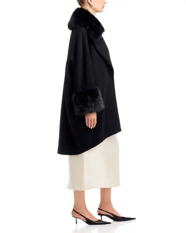 Herno Faux Fur Collar Wool-blend Velour Coat