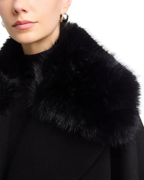 Herno Faux Fur Collar Wool-blend Velour Coat
