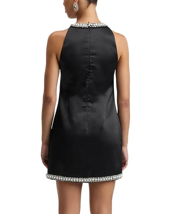 Avec Les Filles Jewel Embellished Halter Mini Dress