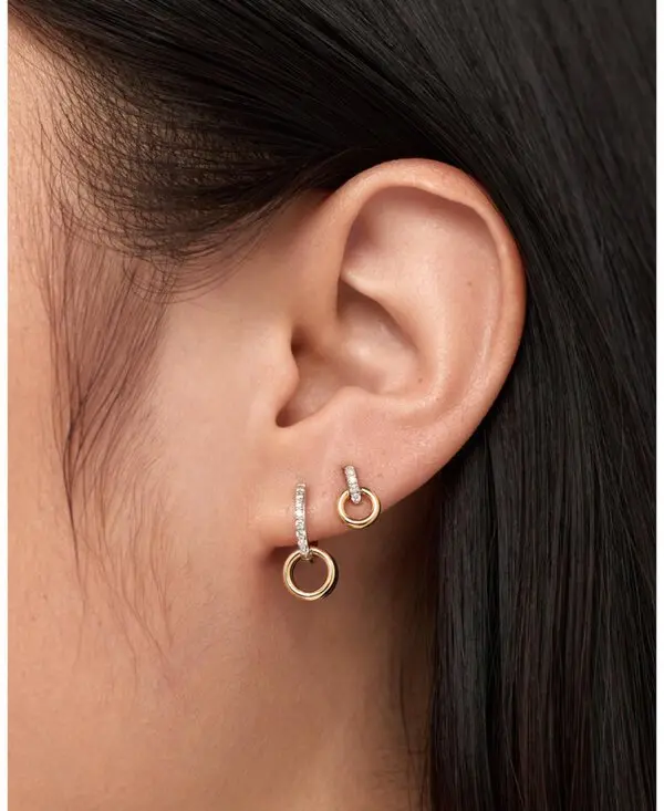 ANA LUISA Solid Yellow Gold Diamond Links Hoop Earrings