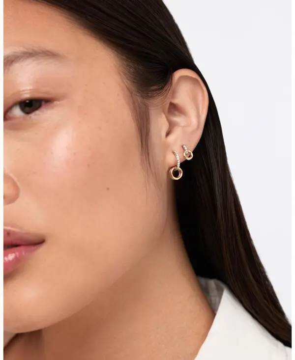 ANA LUISA Solid Yellow Gold Diamond Links Hoop Earrings