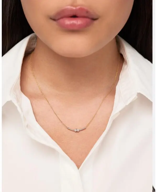 ANA LUISA Solid Yellow Gold Diamond Links Bar Necklace