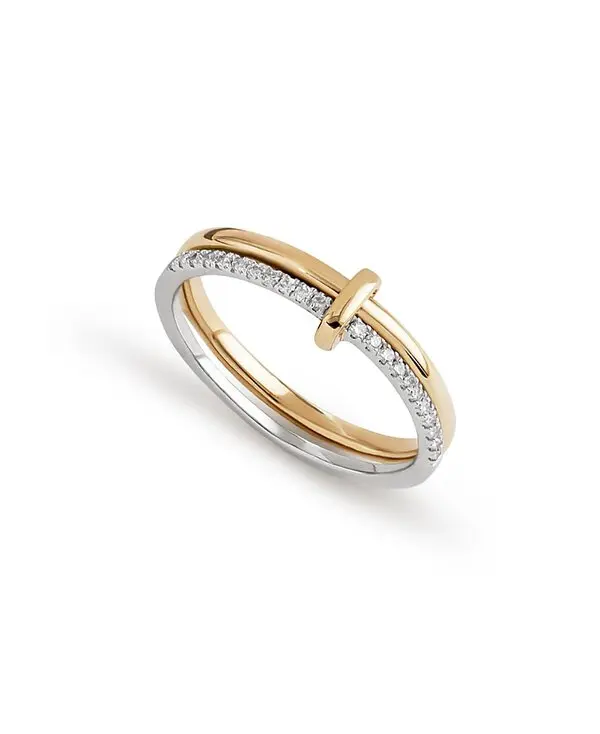 ANA LUISA Solid Yellow Gold Duo Diamond Link Ring