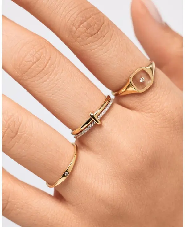 ANA LUISA Solid Yellow Gold Duo Diamond Link Ring
