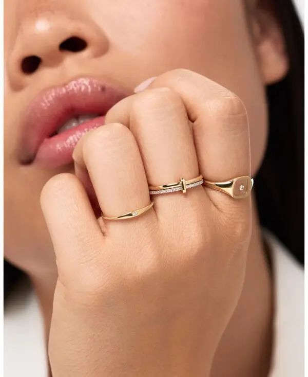 ANA LUISA Solid Yellow Gold Duo Diamond Link Ring