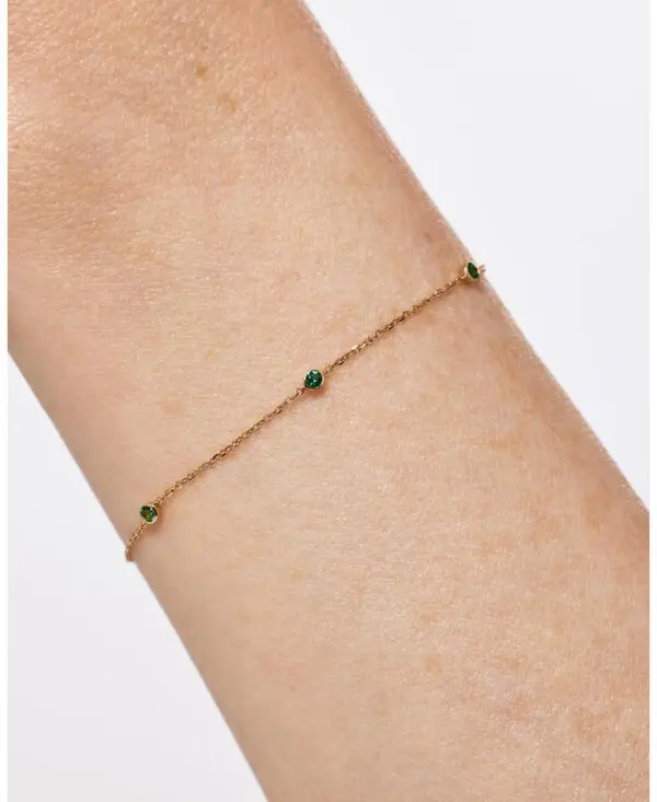 ANA LUISA Solid Yellow Gold Birthstone Bracelet - Emerald
