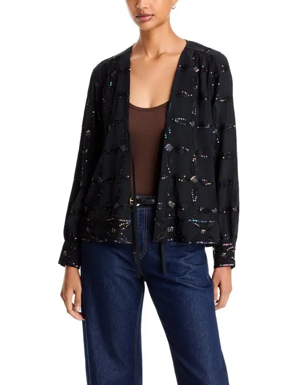 Johnny Was Lesley Sequinned Tie Front Jacket