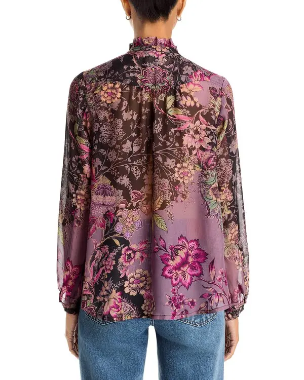 Johnny Was Pamela Silk Ruffled Collar Blouse