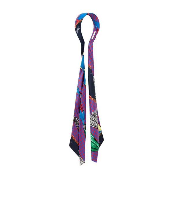 Celine Foulard Headband In Silk - Multicolor