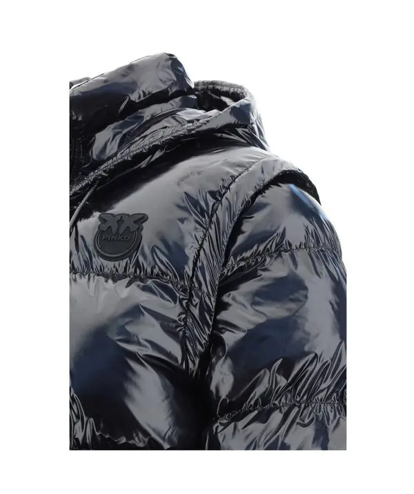 Pinko Logo Patch Hooded Down Jacket