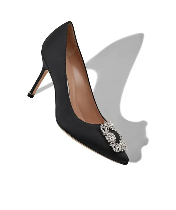 Manolo Blahnik Satin Jewel Buckle Pumps