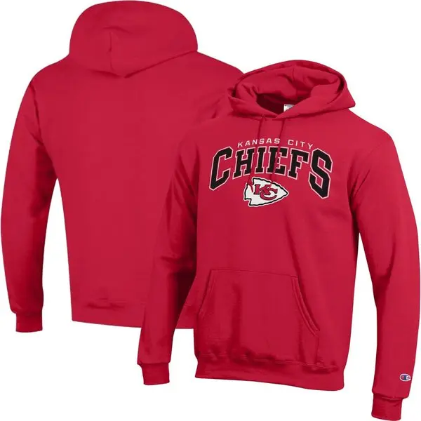 Champion Kansas City Chiefs Powerblend Arch Over Logo Hoodie - Red