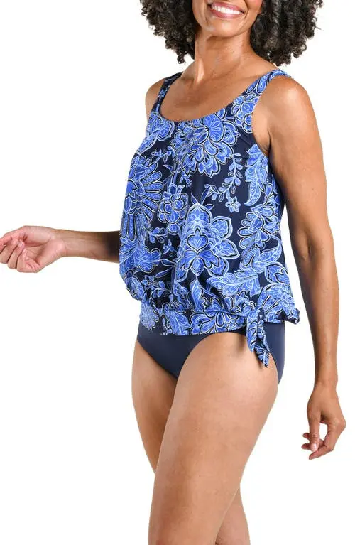 MAXINE OF HOLLYWOOD Beyond The Atlantic Blouson Tankini Top - Indigo