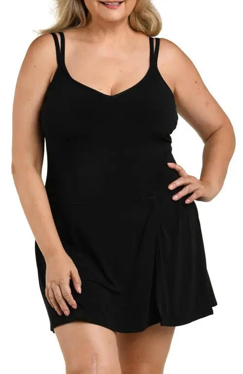 MAXINE OF HOLLYWOOD Full Coverage V-neck Swimdress