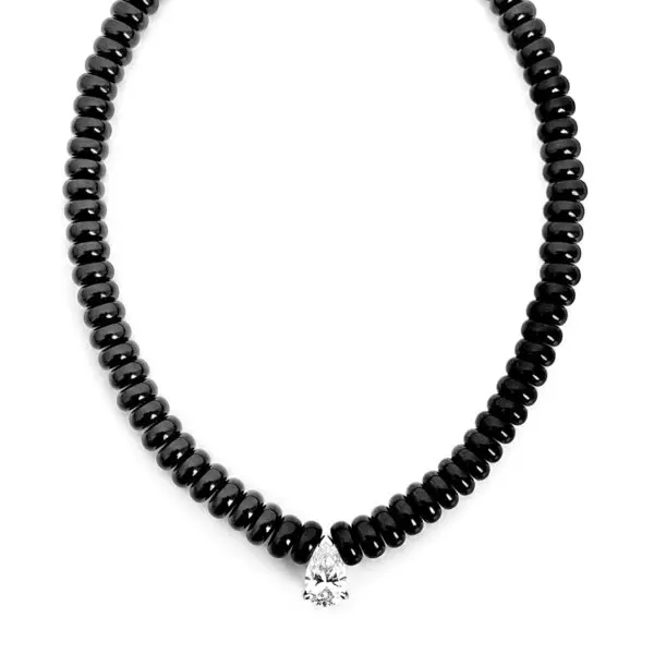 LENI JAMES The Sloane Agate And Moissanite Necklace - Black
