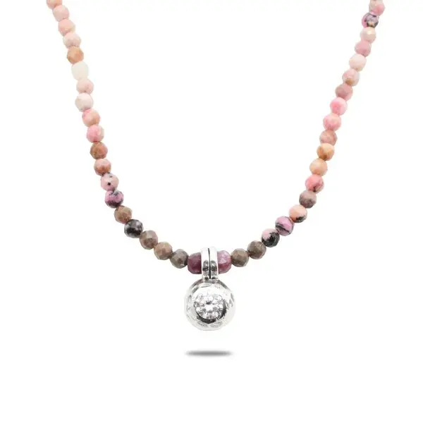 COLLECTION 1304 Colorful Aura, Silver Necklace - Gray