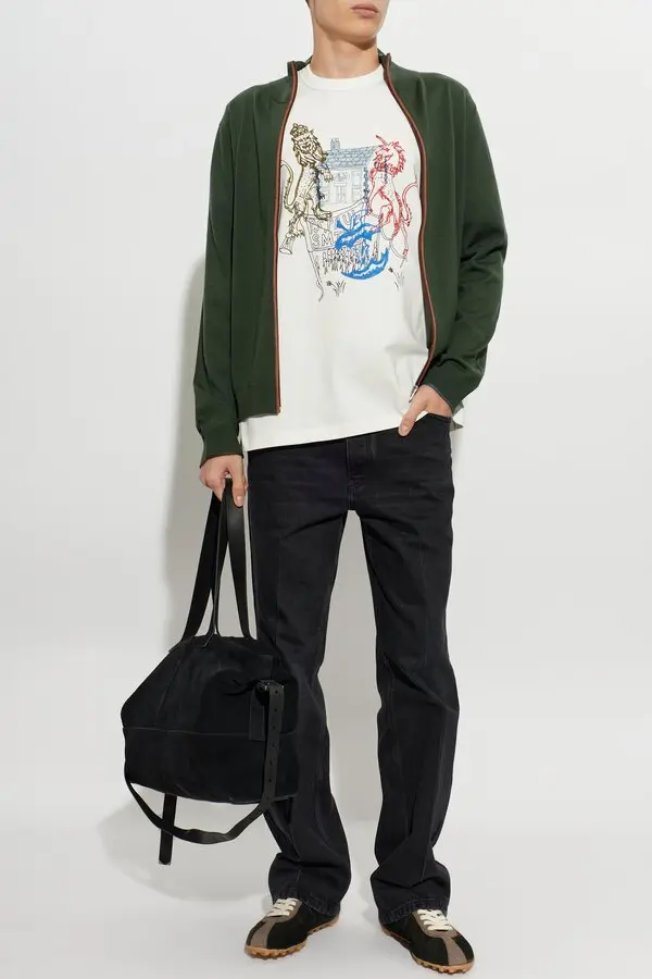 Paul Smith Merino Wool Cardigan With Stand Collar