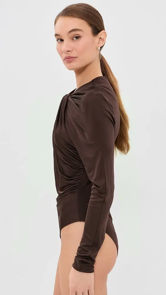 Balmain Twist Detail Viscose Jersey Bodysuit
