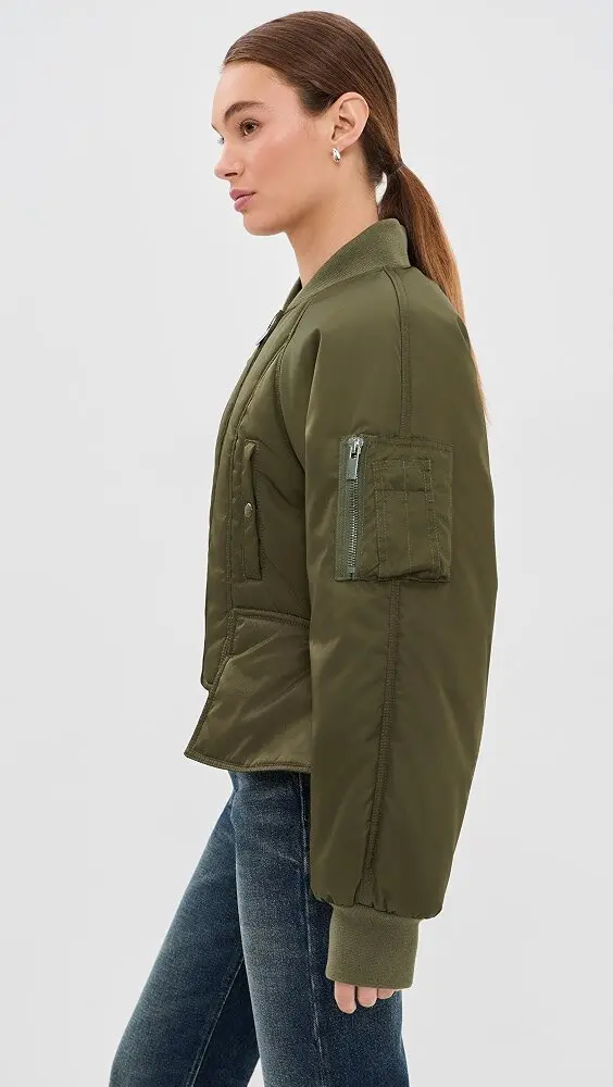 Balmain Zipped 3 Pockets Waist Fitted Nylon Bomber Jacket