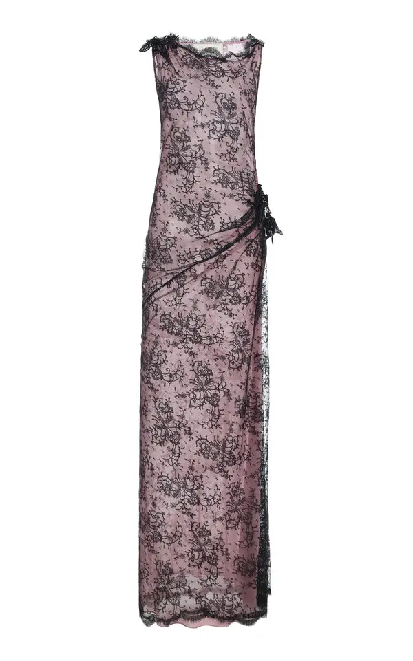 WIEDERHOEFT Sleeveless Chantilly Lace Maxi Dress